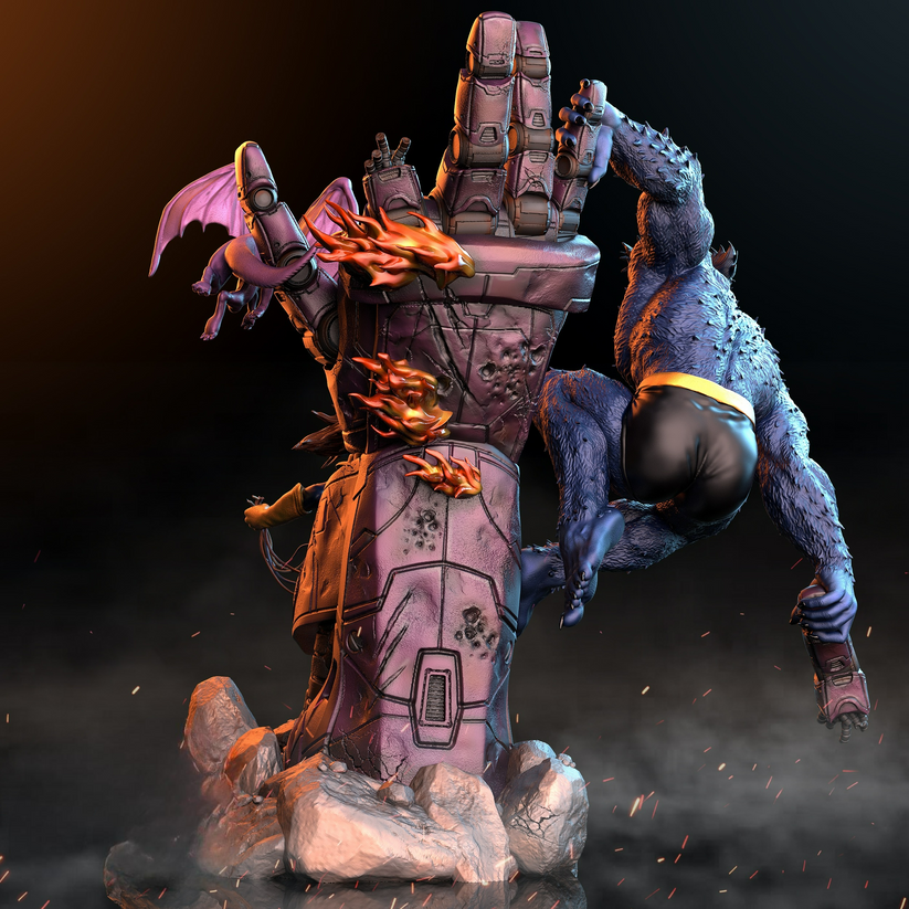 2544 Beast, Shadowcat & Lockheed DIORAMA - X-MEN - STL 3D Print Files ...